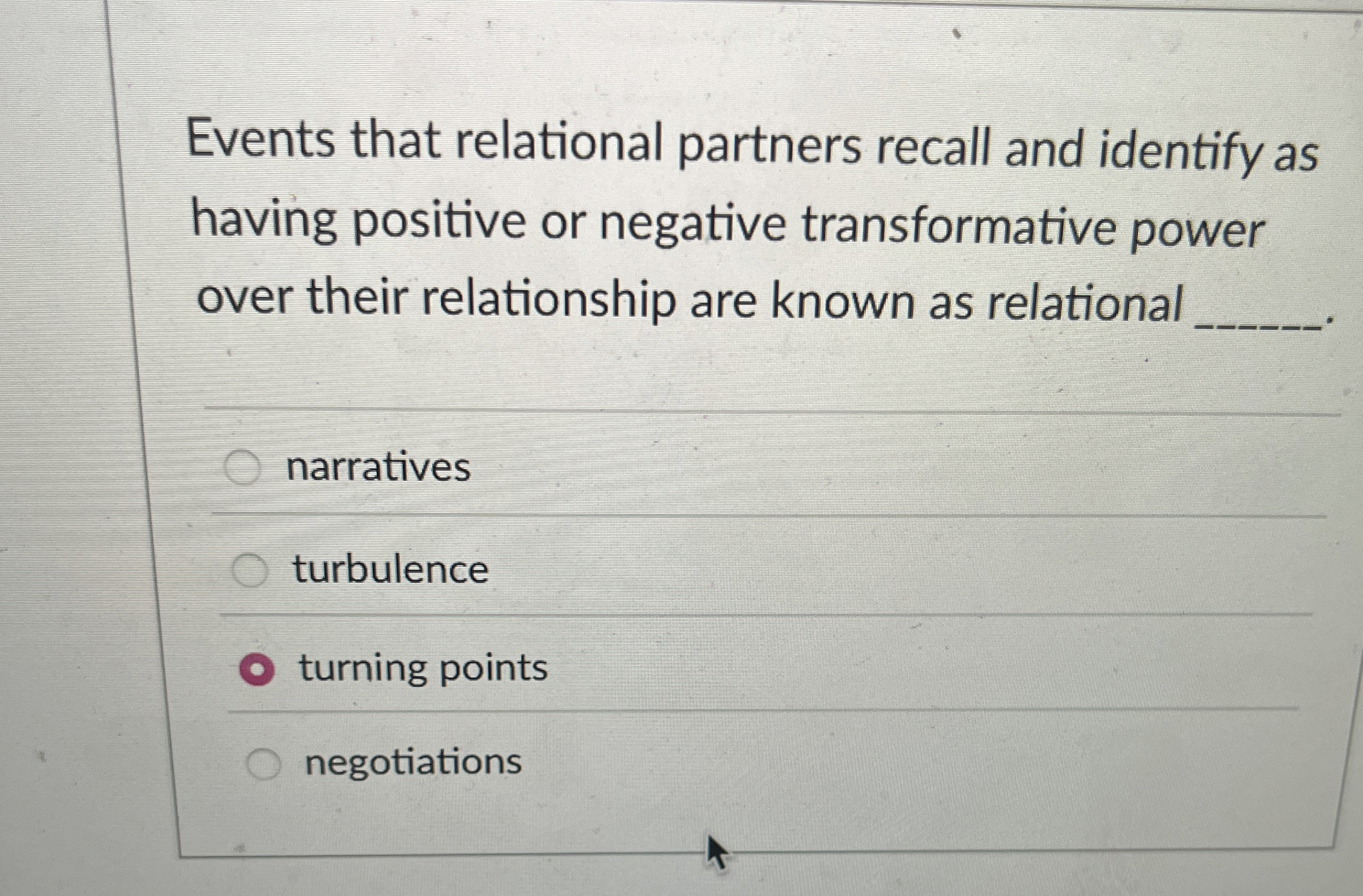 Solved Events that relational partners recall and identify | Chegg.com