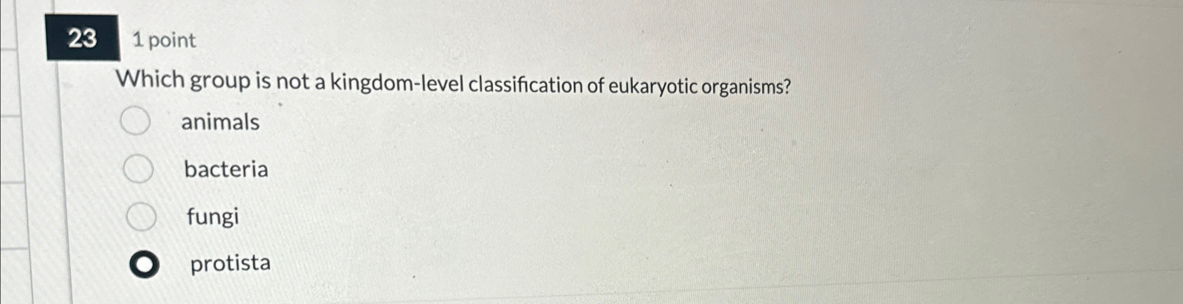 Solved 231 ﻿pointWhich group is not a kingdom-level | Chegg.com