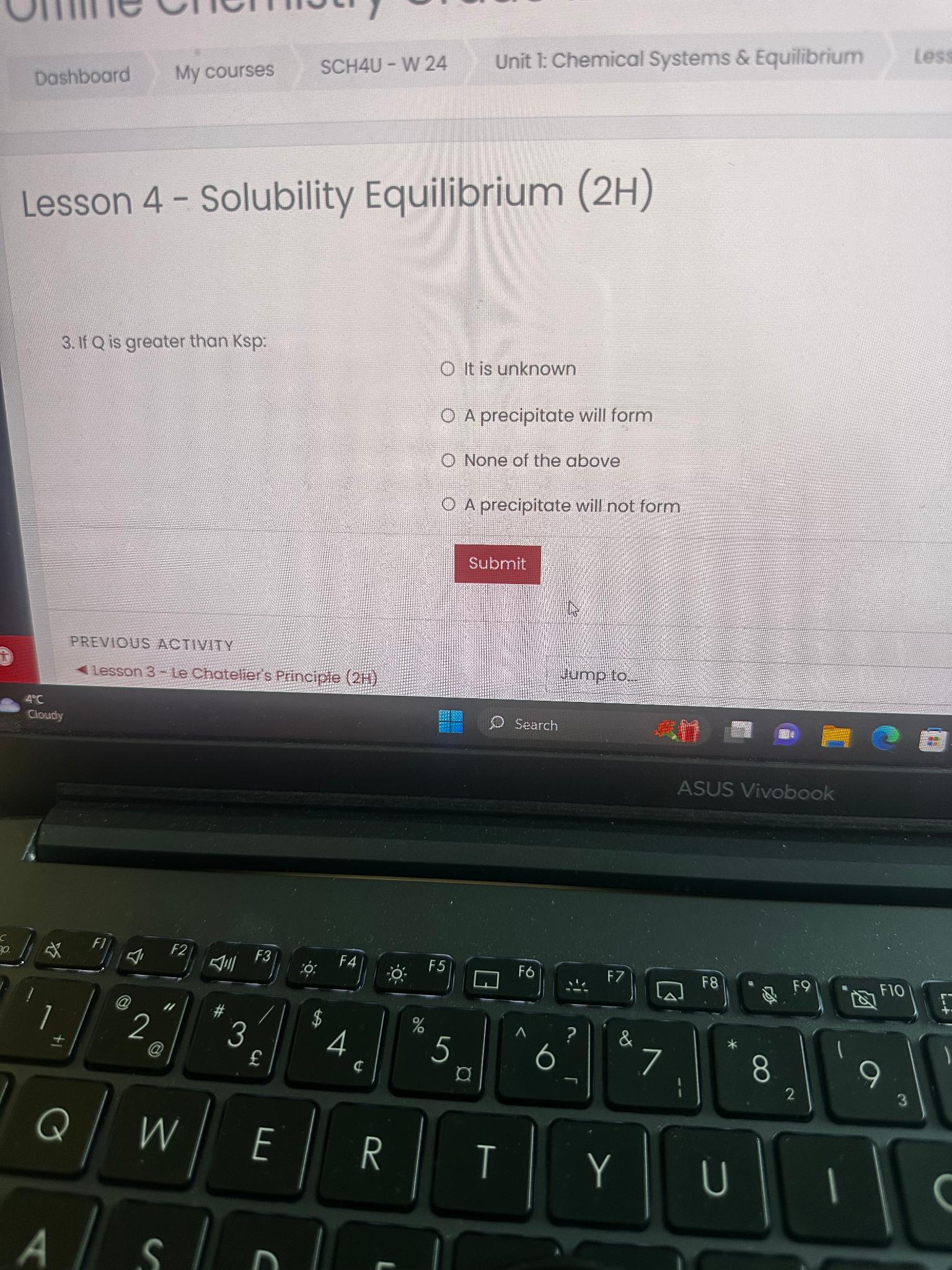 Solved Dashboard My courses SCH4U - ﻿W 24 ﻿Unit 1: Chemical | Chegg.com