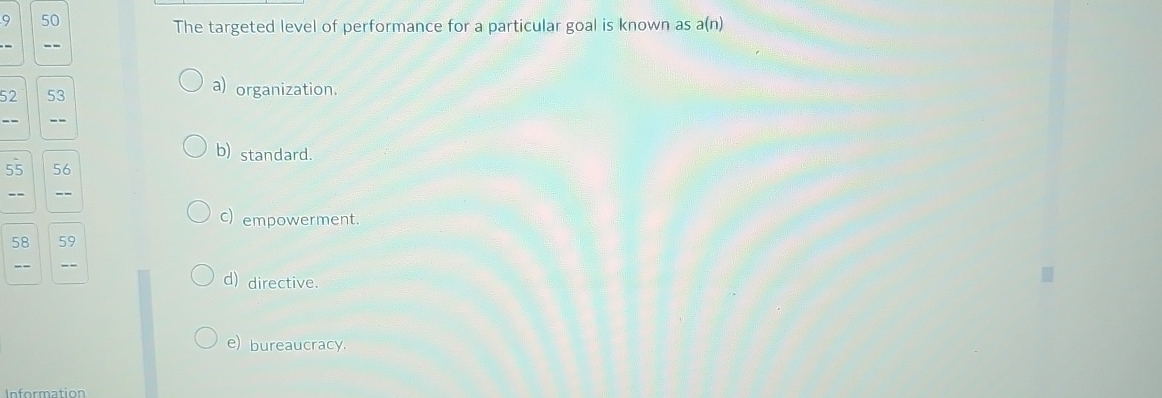 Solved 50The targeted level of performance for a particular | Chegg.com