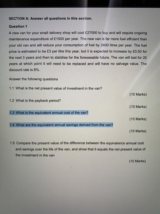 Solved SECTION A: Answer all questions in this section. | Chegg.com