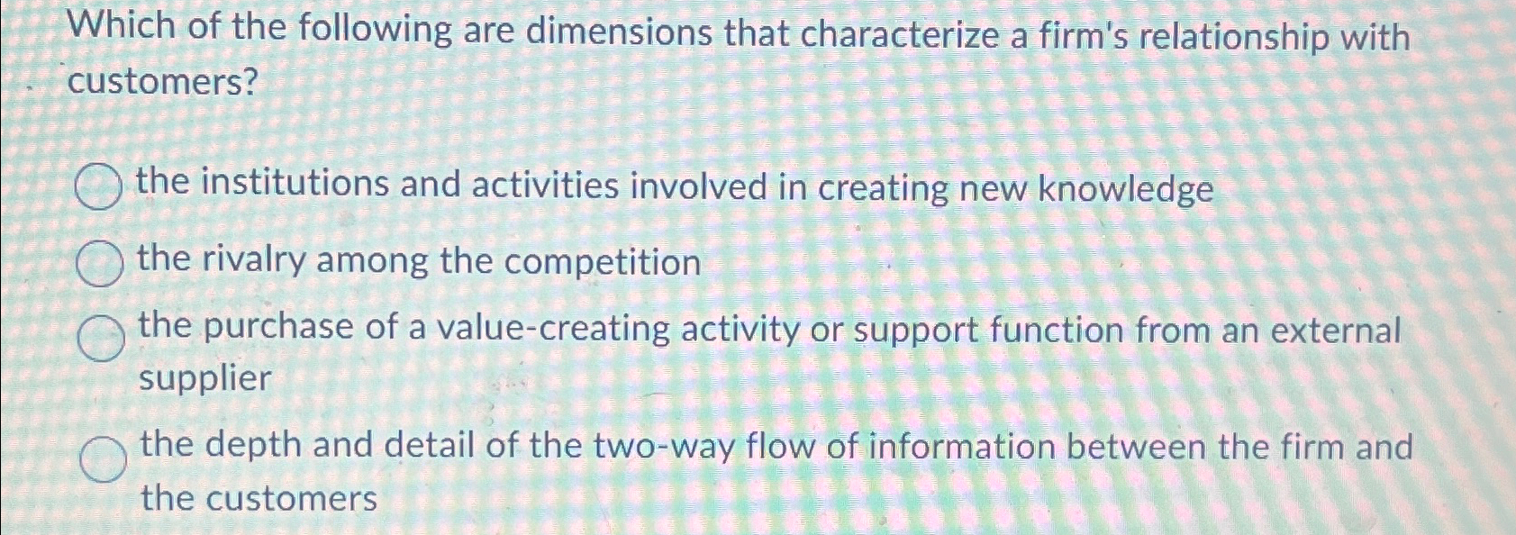 Solved Which of the following are dimensions that | Chegg.com