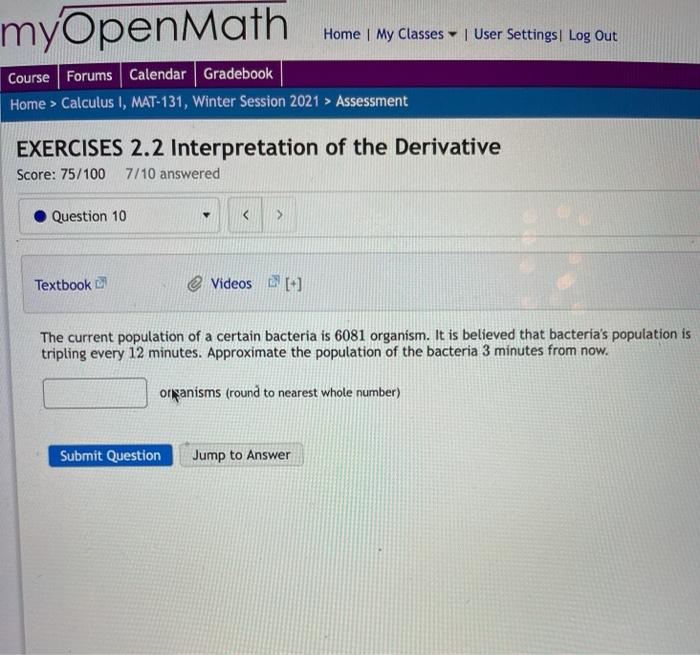 myOpenMath Home My Classes User Settings Log Out | Chegg.com