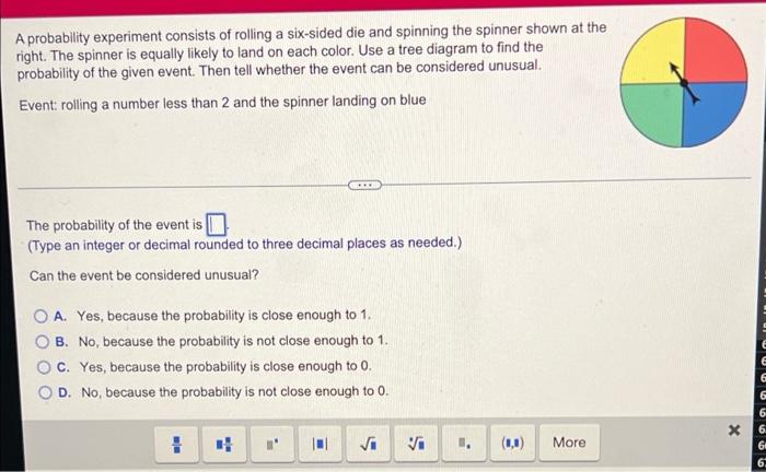 Solved A probability experiment consists of rolling a | Chegg.com