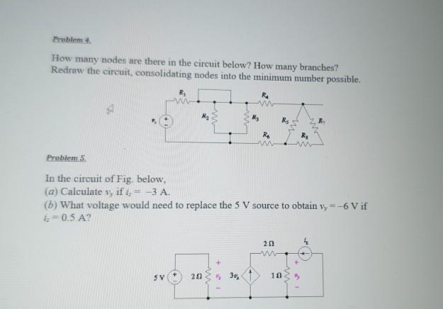 Solved Problem How many nodes are there in the circuit | Chegg.com