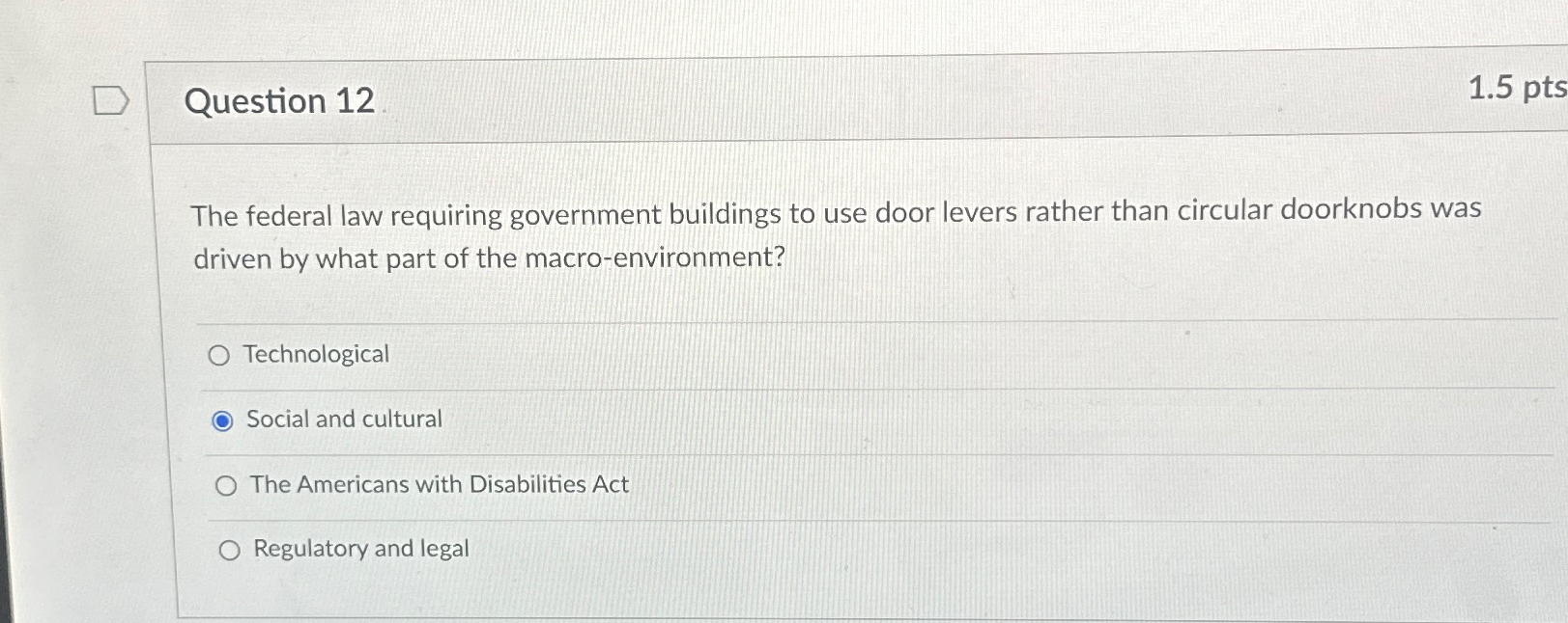 Solved Question 121.5ptsThe federal law requiring government | Chegg.com
