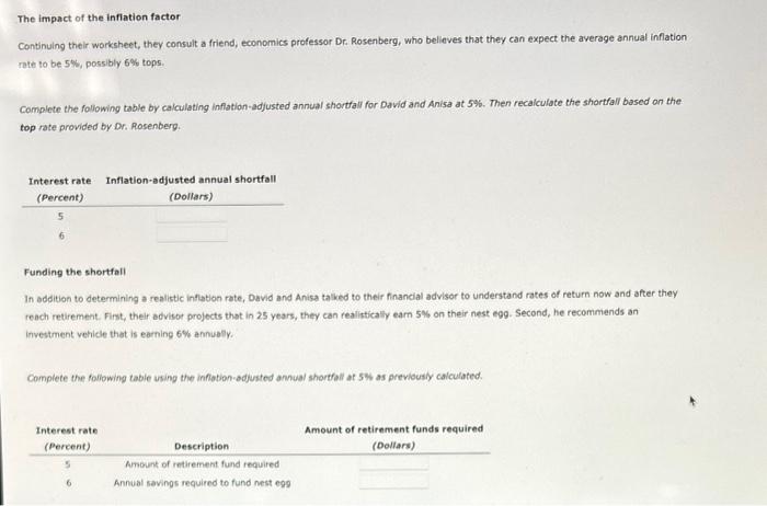 Solved Determining Retirement Shortfall David and Anisa have | Chegg.com