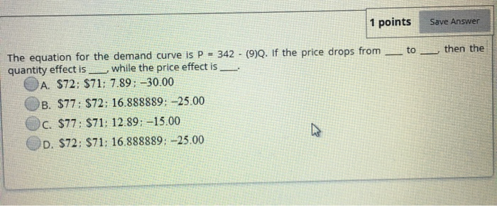 Solved 1 points Saved The supply curve in a market is given | Chegg.com