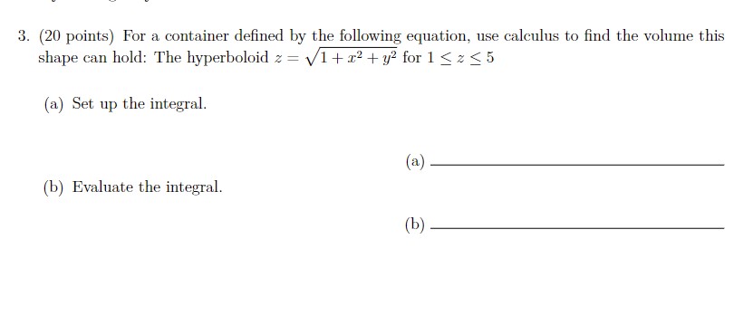 Solved (20 ﻿points) ﻿For a container defined by the | Chegg.com