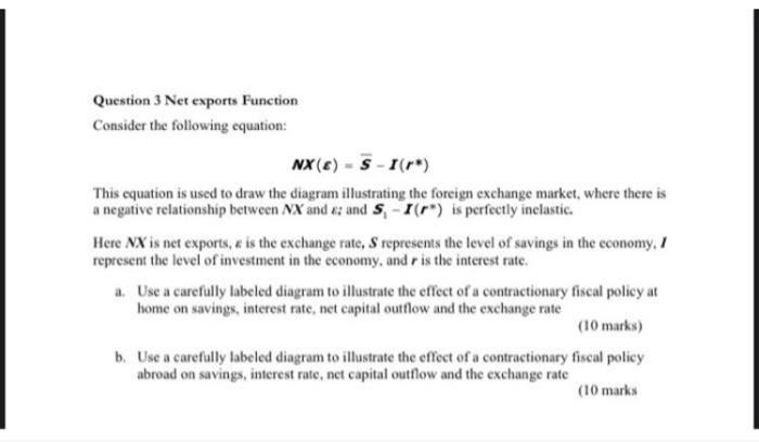 Solved Question 3 Net exports Function Consider the | Chegg.com