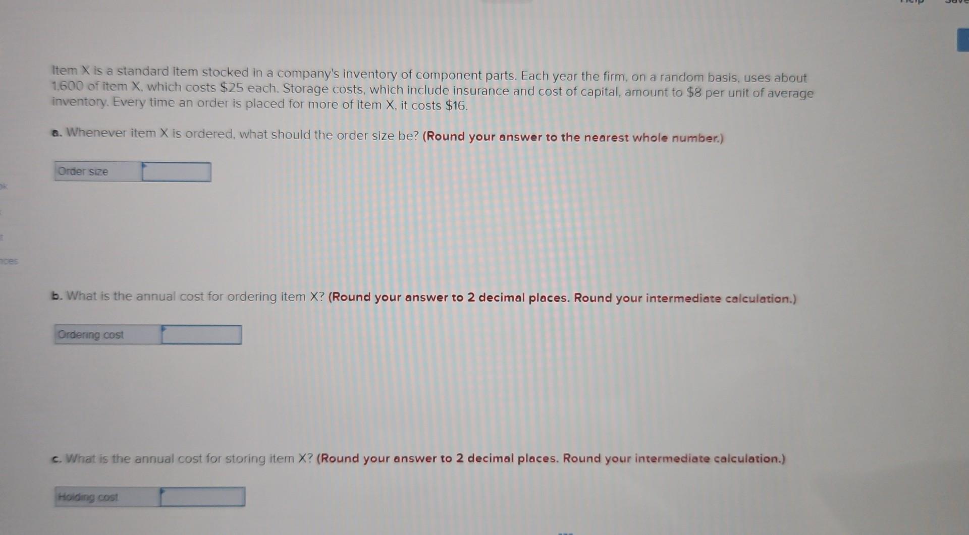 Solved Item X is a standard item stocked in a company's | Chegg.com