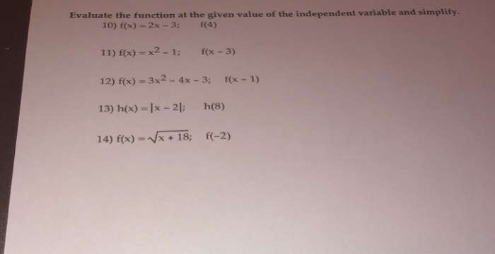 Solved Evaluate The Function At The Given Value Of The