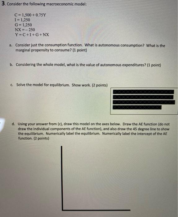 Solved 3. Consider the following macroeconomic model: + C= | Chegg.com