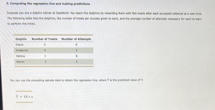 Solved 5. Computing the regression line and making | Chegg.com