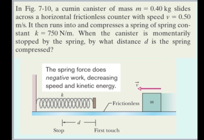 Solved In Fig. 7-10, a cumin canister of mass m = 0.40 kg | Chegg.com