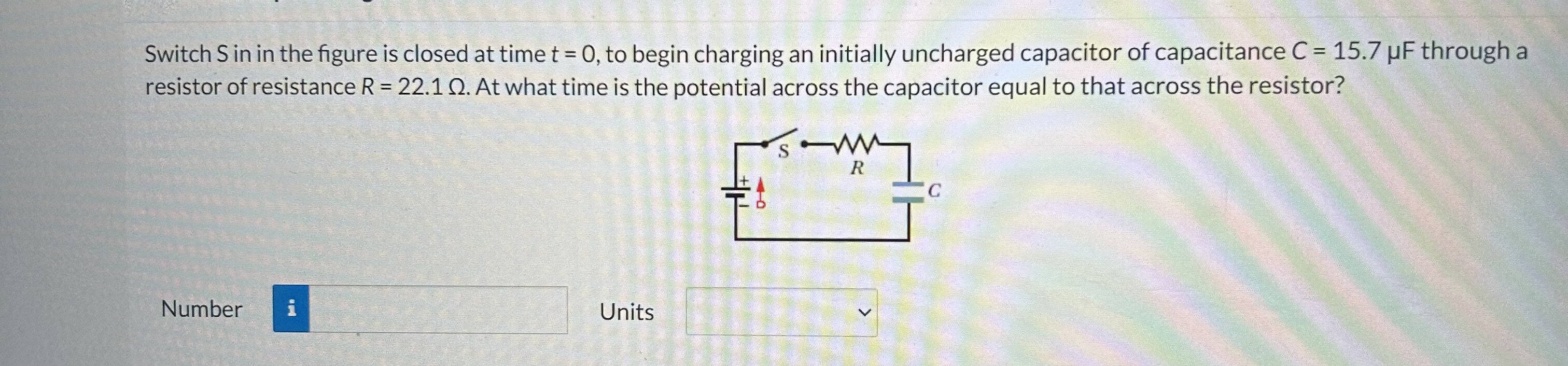 Solved Switch S ﻿in in the figure is closed at time t=0, ﻿to | Chegg.com