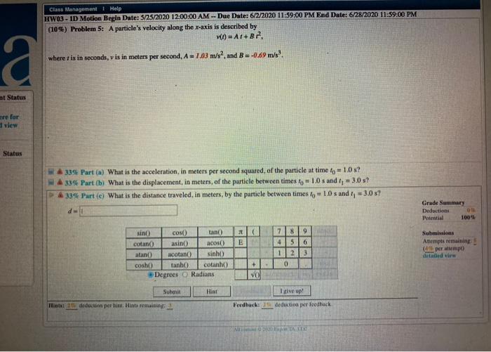 Solved Class Management | Help HW03 - ID Motion Begin Date: | Chegg.com
