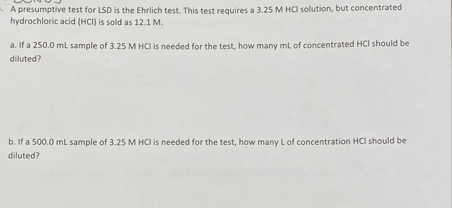 Solved A presumptive test for LSD is the Ehrlich test. This | Chegg.com