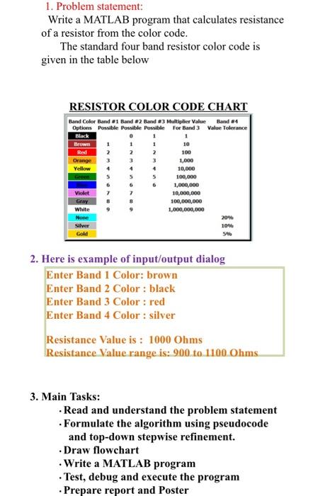 Solved 1 Problem Statement Write A Matlab Program That