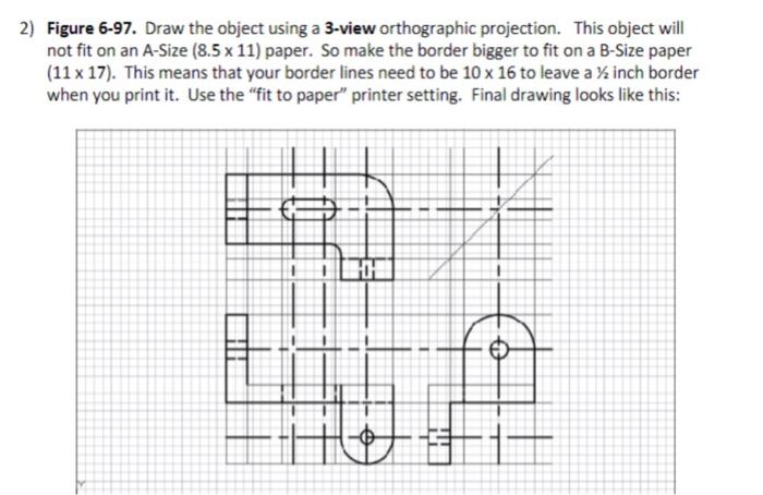 Solved Figure 6-97. Draw the object using a 3-view | Chegg.com