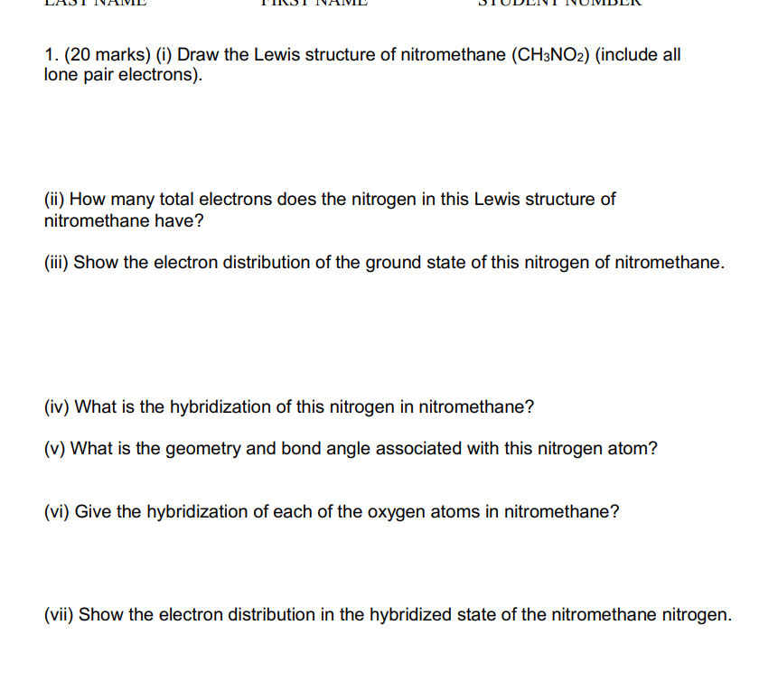 Solved 1. (20 ﻿marks) (i) ﻿Draw the Lewis structure of | Chegg.com