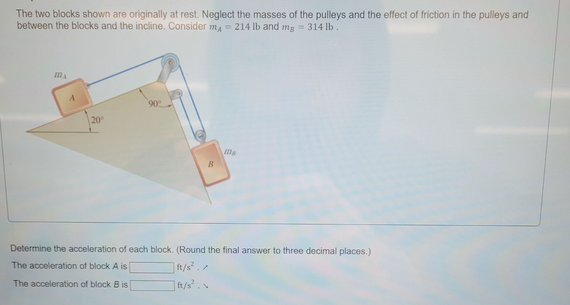Solved The two blocks shown are originally at rest. Neglect | Chegg.com