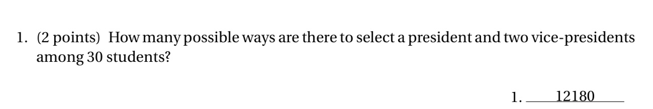 Solved (2 ﻿points) ﻿How many possible ways are there to | Chegg.com