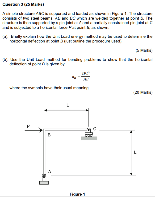 Solved Question 3 (25 ﻿Marks)A simple structure ABC is | Chegg.com