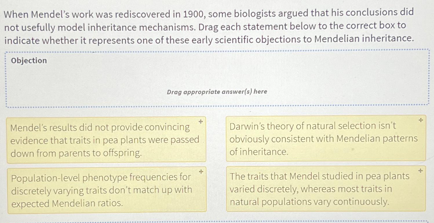 Solved When Mendel's work was rediscovered in 1900 , ﻿some | Chegg.com