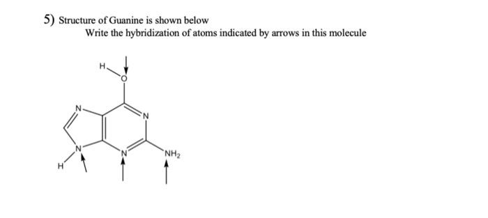 Solved 5) Structure of Guanine is shown below Write the | Chegg.com