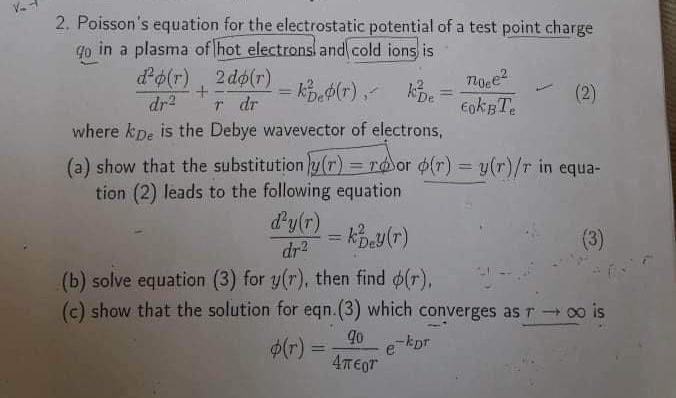 Solved 2. Poisson's equation for the electrostatic potential | Chegg.com