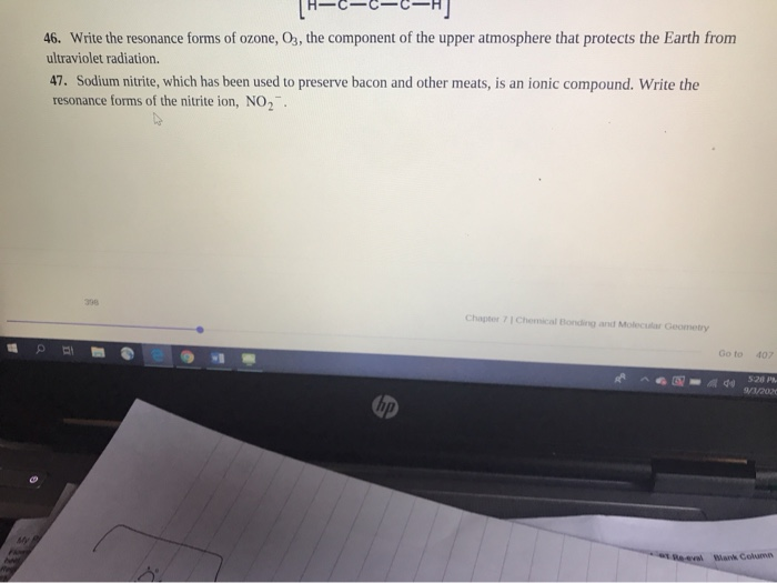 Solved 46. Write the resonance forms of ozone, O3, the | Chegg.com