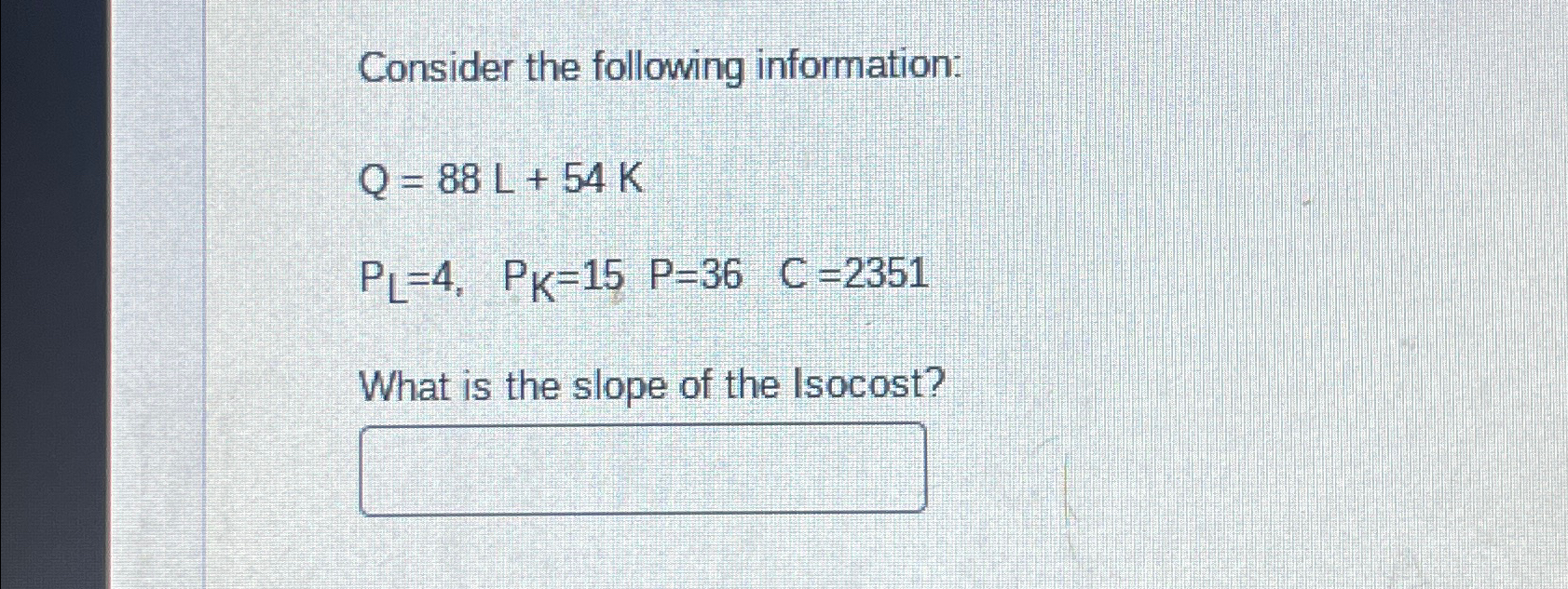 Solved Consider the following | Chegg.com