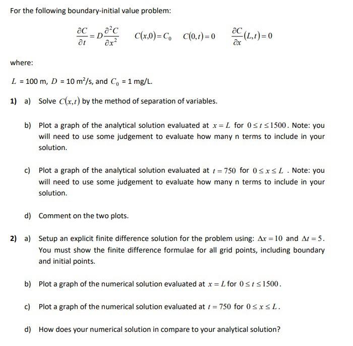 For the following boundary-initial value problem: | Chegg.com