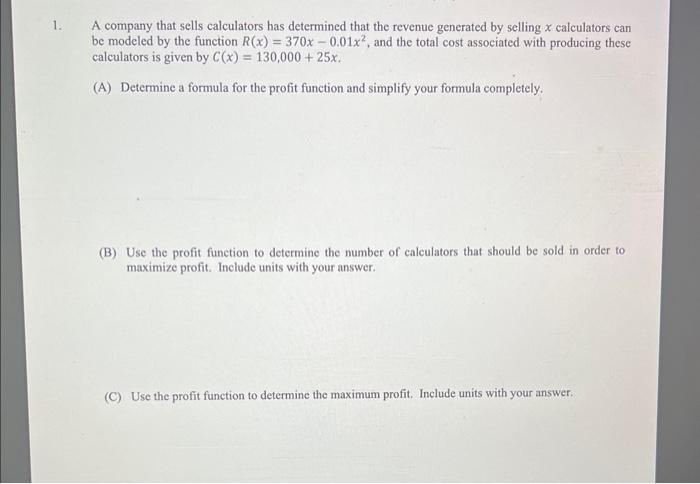 Solved A company that sells calculators has determined that | Chegg.com