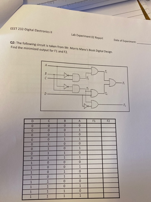 Solved EEET 232-Digital Electronics II Lab Experiment 02 | Chegg.com