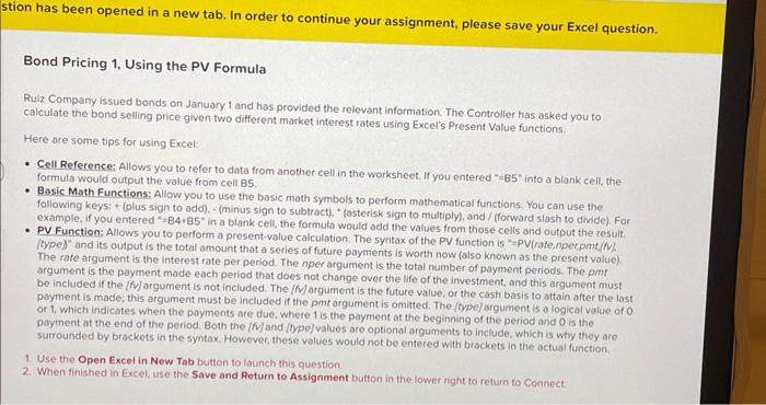 Bond Pricing 1, Using the PV Formula Ruiz Company | Chegg.com