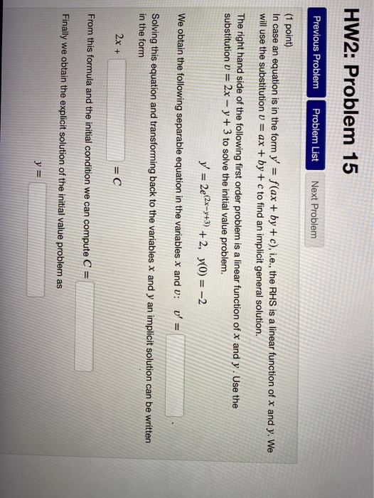 Solved HW2: Problem 15 Previous Problem Problem List Next | Chegg.com