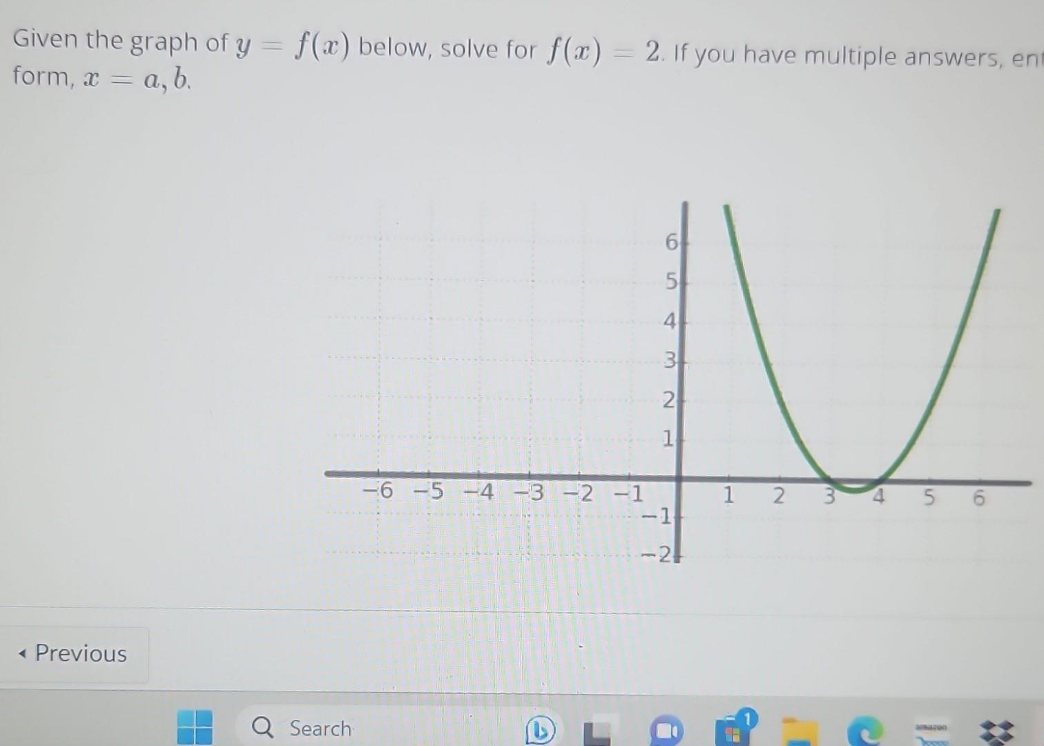 Solved Form X a b Given The Graph Of Y f x Below Solve Chegg