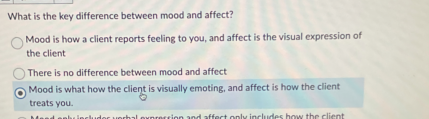 Solved What is the key difference between mood and | Chegg.com
