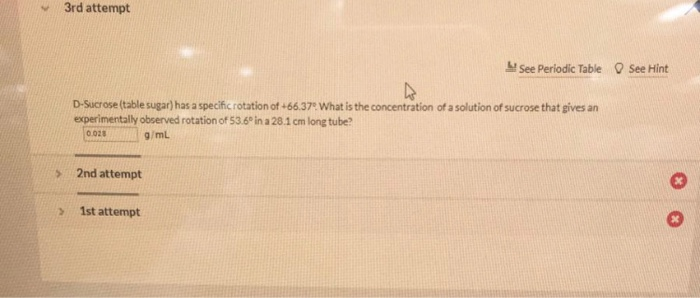 Solved 3rd attempt See Periodic Table See Hint D-Sucrose | Chegg.com