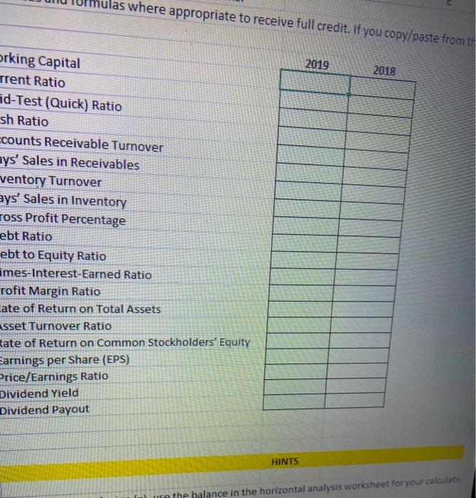 1 Financial Statement Analysis 2 Using Excel for | Chegg.com