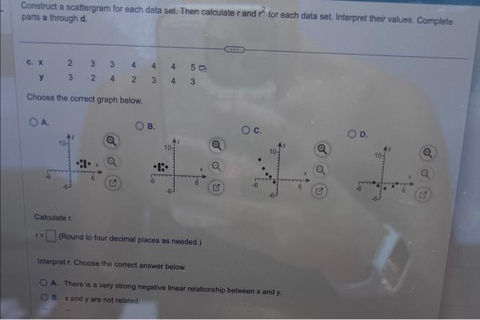 Solved Construct a scattergram for each data set. Then | Chegg.com
