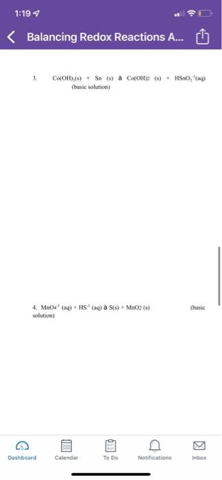 Solved Please help me resolve this Redox reactions, please | Chegg.com