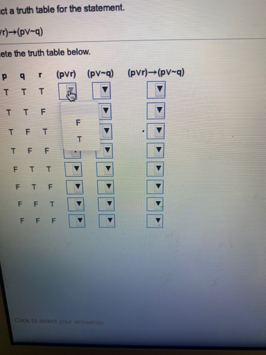 Solved Construct a truth table for the statement. | Chegg.com