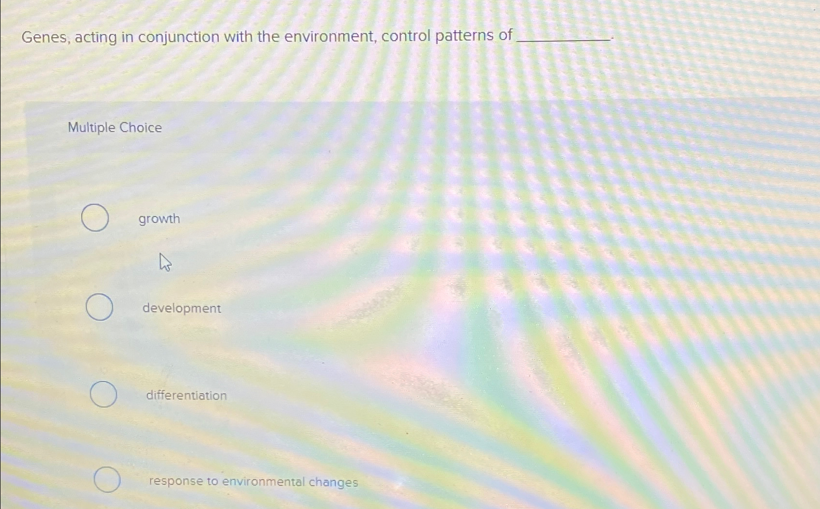 Solved Genes, acting in conjunction with the environment, | Chegg.com
