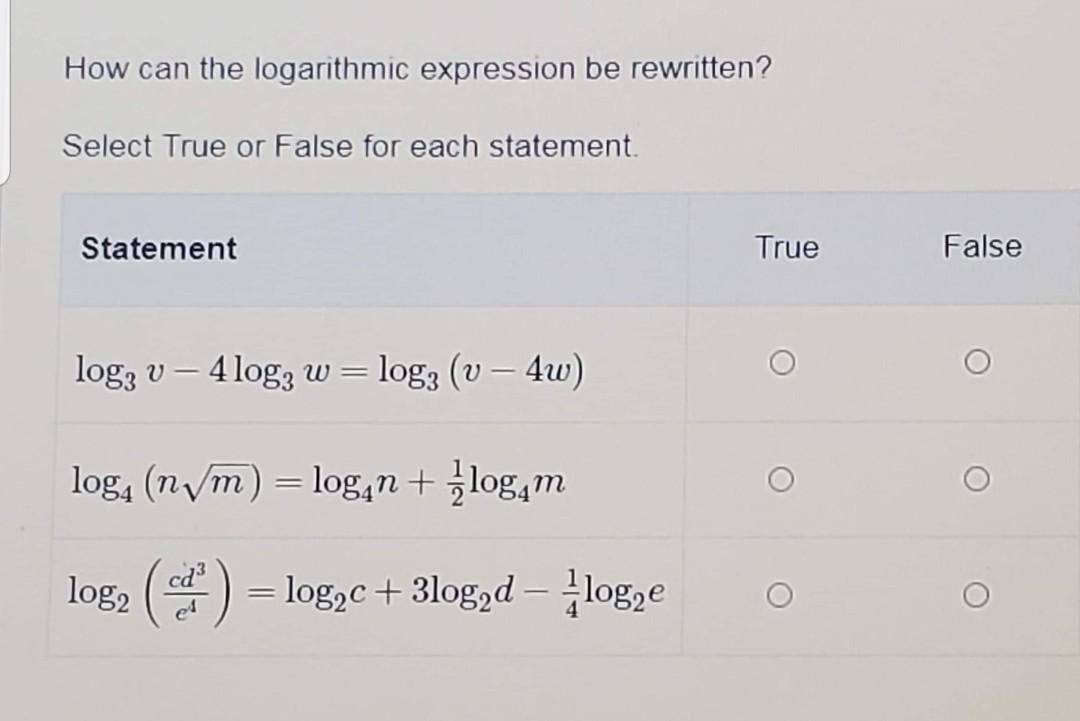 Solved How can the logarithmic expression be rewritten? | Chegg.com