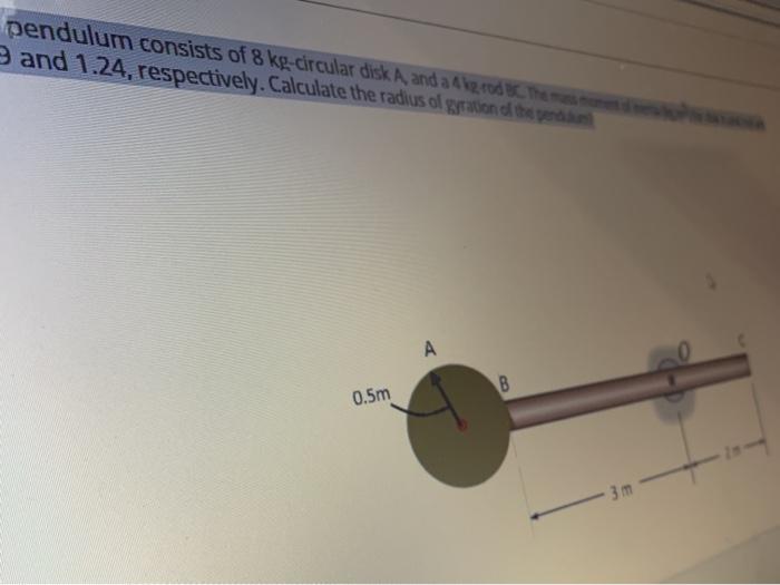 Solved the pendulum consists of 8kg-circular disk A and a | Chegg.com