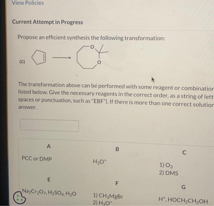 Solved View Policies Current Attempt in Progress Propose an | Chegg.com
