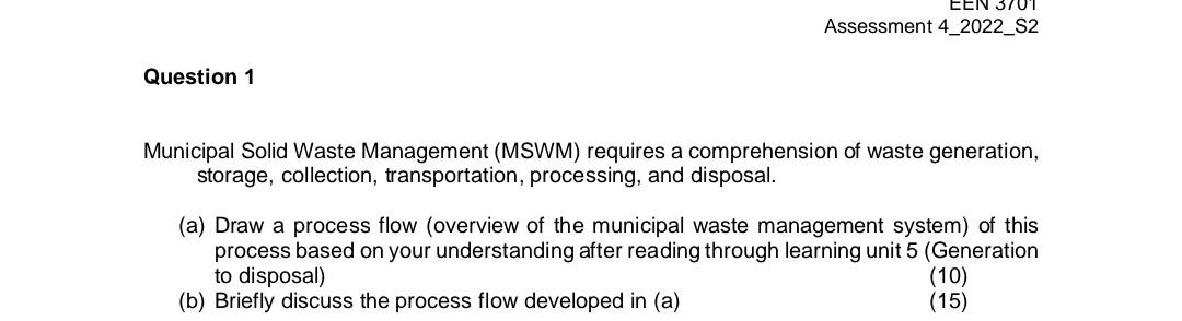 Solved Municipal Solid Waste Management (MSWM) requires a | Chegg.com
